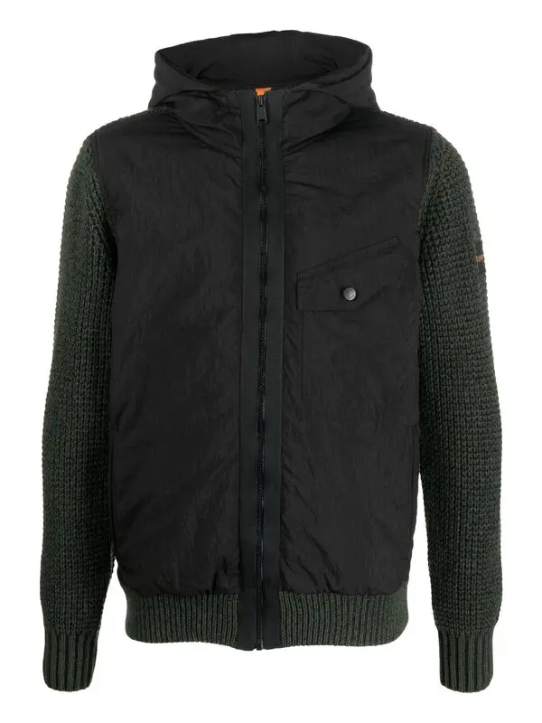 BOSS Hooded Contrast-panel Jacket - Black