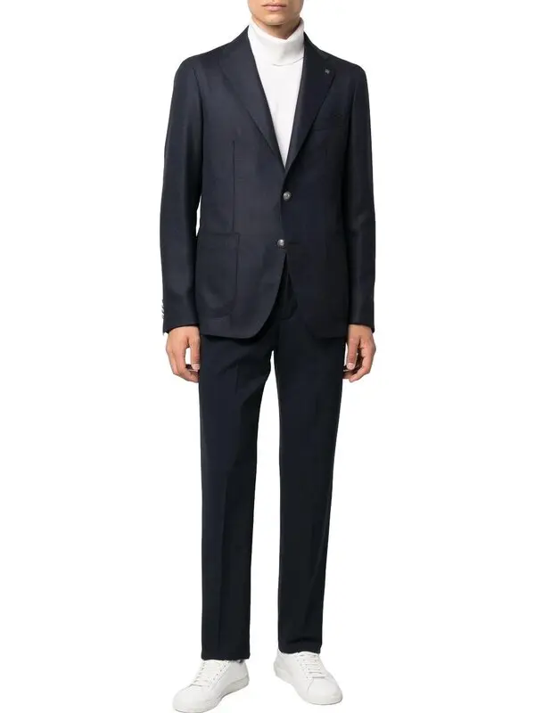 Tagliatore Virgin Wool Single-breasted Blazer - Blue