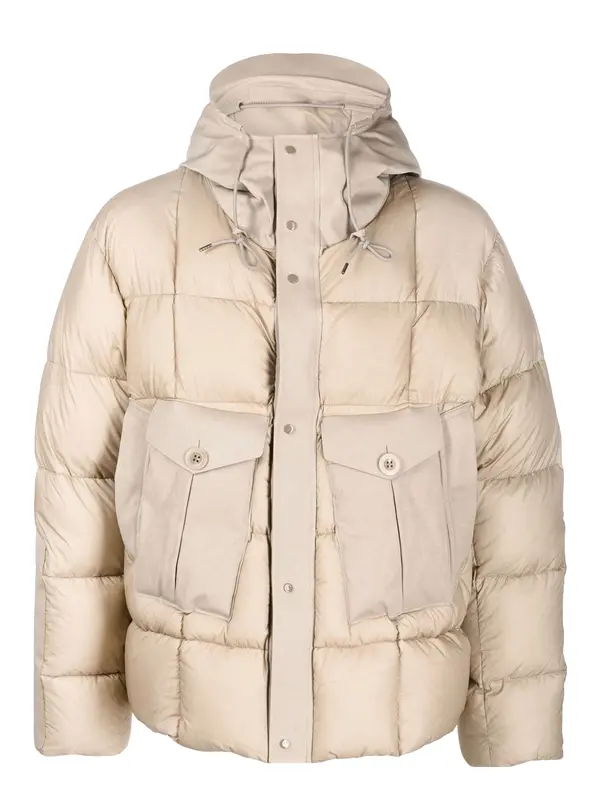 TEN C Hooded Padded Jacket - Neutrals