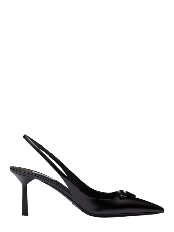 Prada Logo-plaque Slingback Pumps - Black