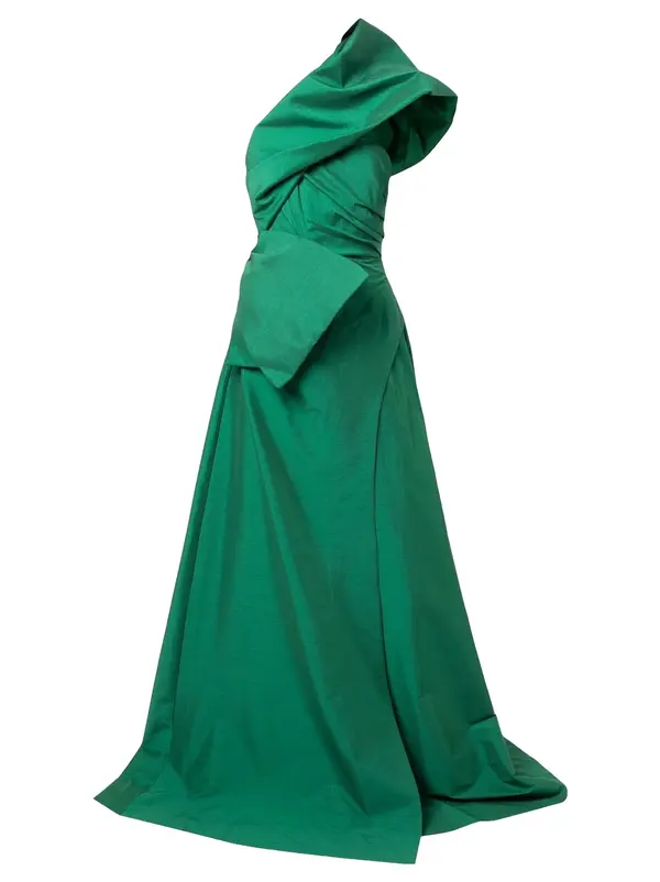 Rachel Gilbert Archer Gown Asymmetric Neck - Green