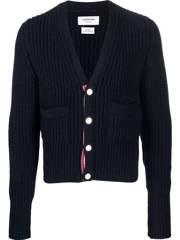 Thom Browne Patch-pocket Cashmere Cardigan - Blue