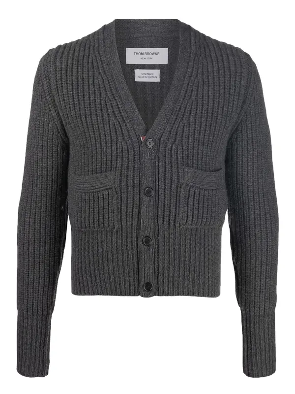 Thom Browne Patch-pocket Cashmere Cardigan - Grey