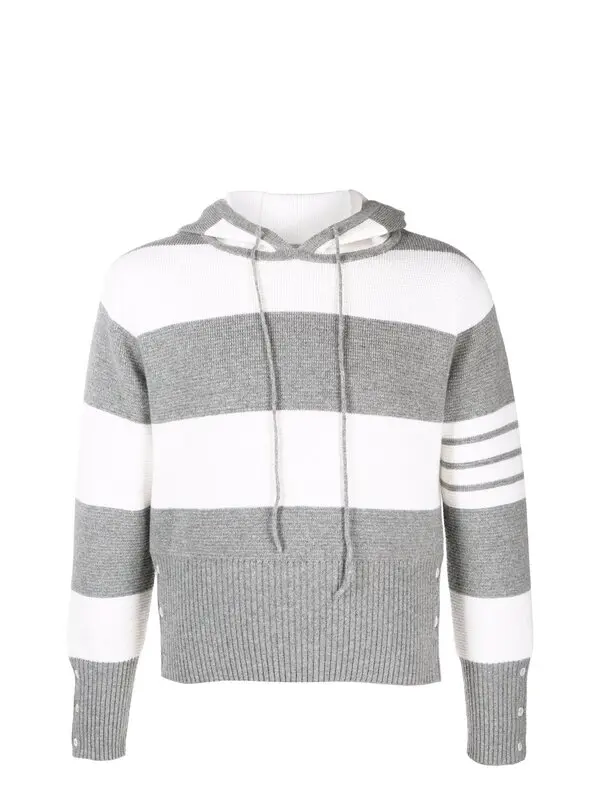 Thom Browne 4-bar Striped Hoodie - Grey