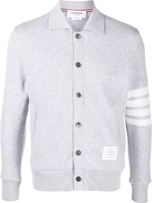 Thom Browne Waffle-knit 4-bar Cardigan - Grey