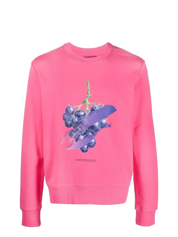 Viktor & Rolf Grape-print Cotton Sweatshirt - Pink