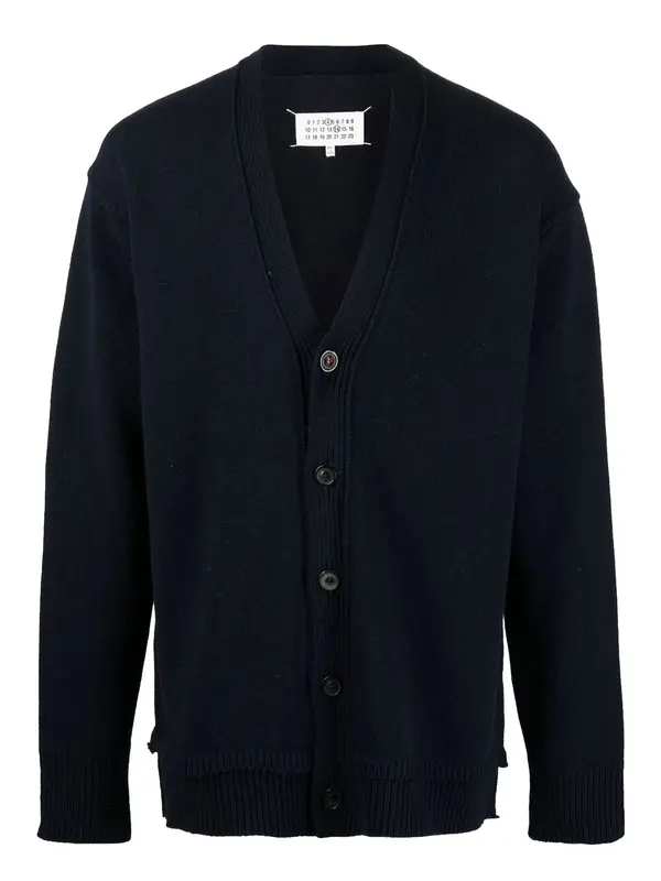 MAISON MARGIELA Elbow-patch V-neck Cardigan - Blue