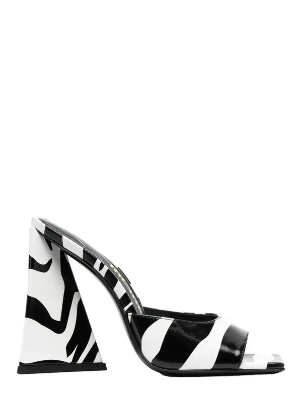 Attico Devon 115mm Zebra-print Sandals - Black