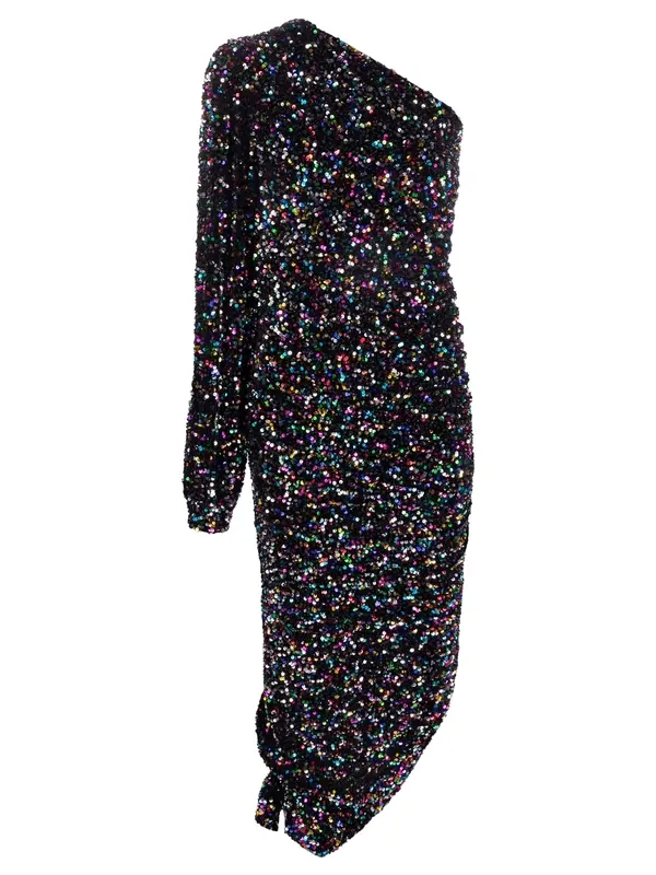 Amen Asymmetric Sequin Dress - Black