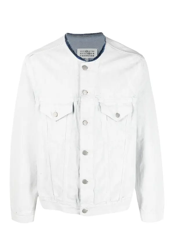 MAISON MARGIELA Collarless Denim Jacket - White