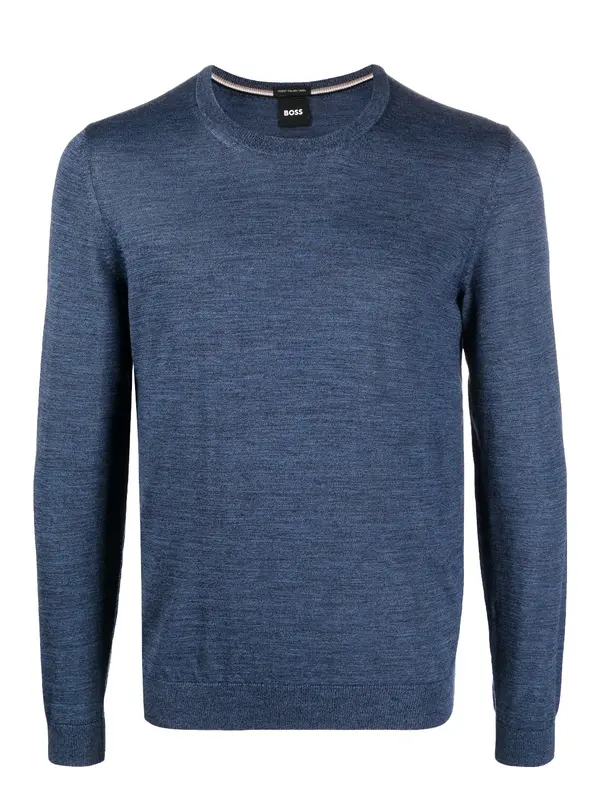 BOSS Crew Neck Knitted Sweater - Blue