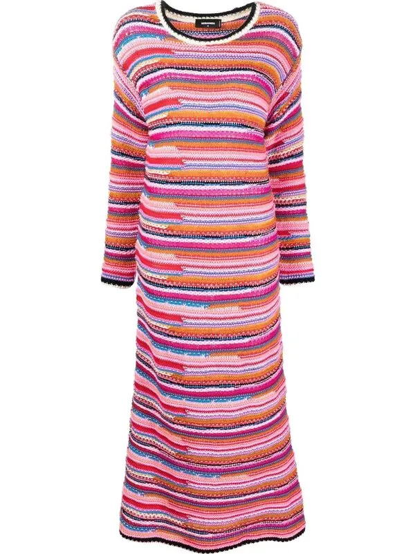 Dsquared2 Colour-block Knitted Midi Dress - Pink