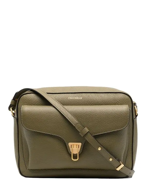 COCCINELLE Grained Leather Satchel Bag - Green