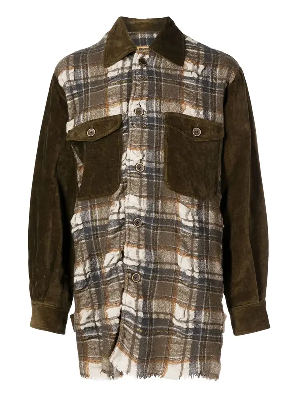 UMA WANG Juan Panelled Plaid Jacket - Green