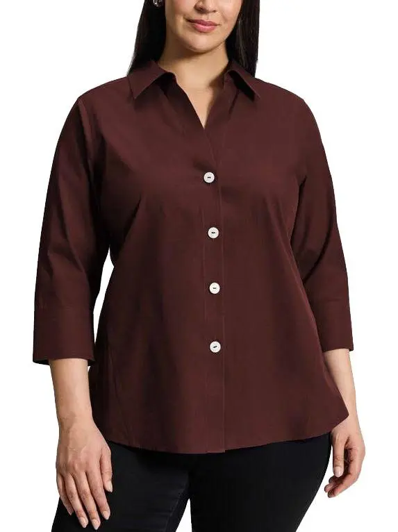 Foxcroft Non-iron Button-up Shirt - Chicory Coffee