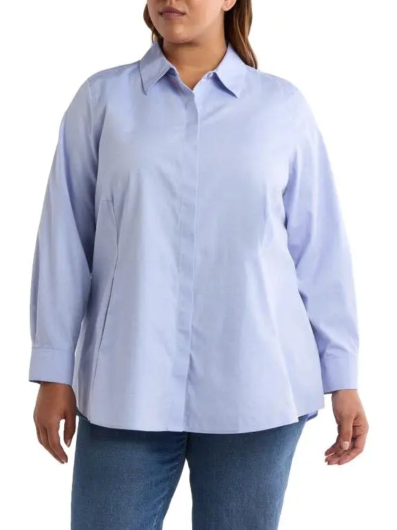 Foxcroft Cici Non-iron Tunic Blouse - Blue Wave