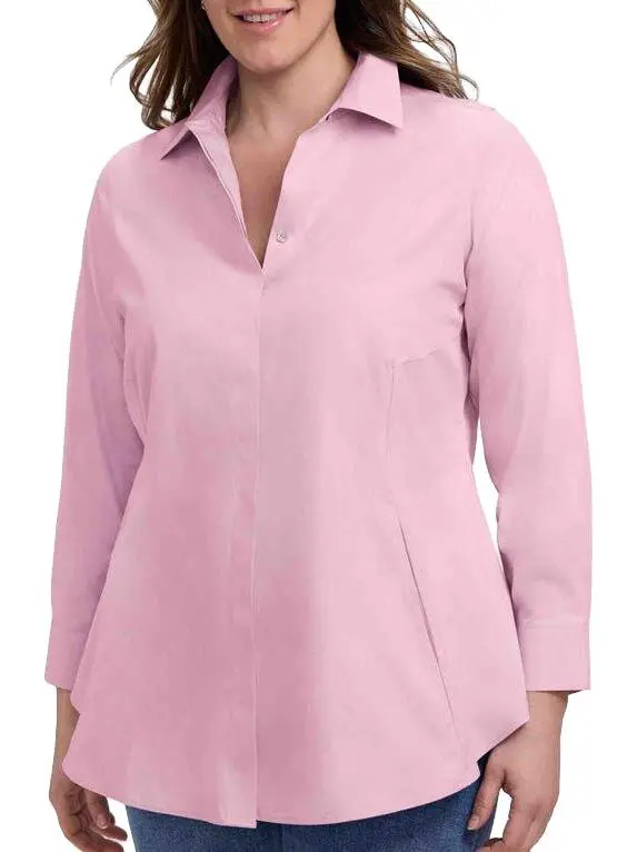 Foxcroft Cici Non-iron Tunic Blouse - Chambray Pink