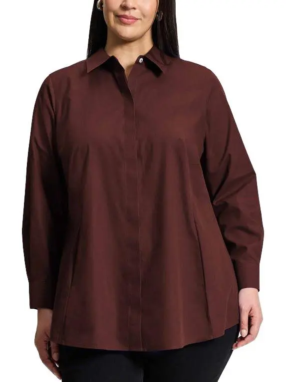 Foxcroft Cici Non-iron Tunic Blouse - Chicory Coffee