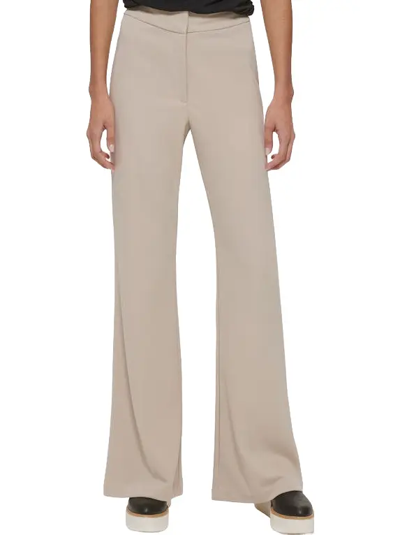 Dkny High Waist Wide Leg Linen Pants - Pebble