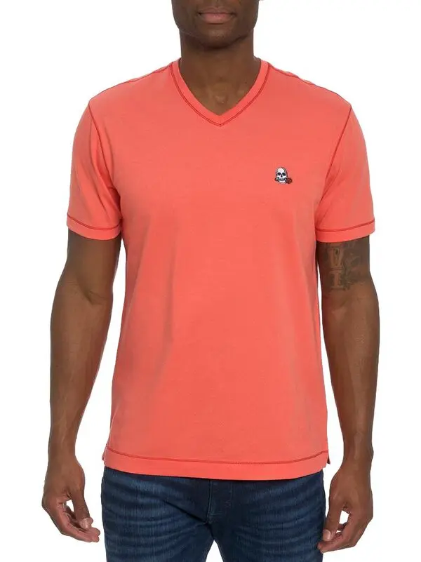 Robert Graham Eye Of The Skull Short Sleeve V-neck T-shirt - Coral