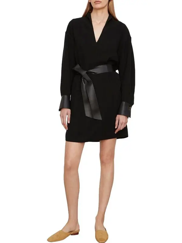 Vince Long Sleeve Recycled Wool Blend Dress - Black