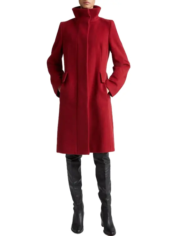 Akris Wool Blend Fleece Coat - 064 Dark Red
