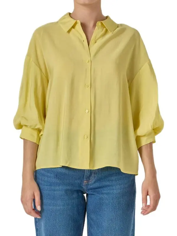 English Factory Balloon Sleeve Button-up Shirt - Butter Yellow