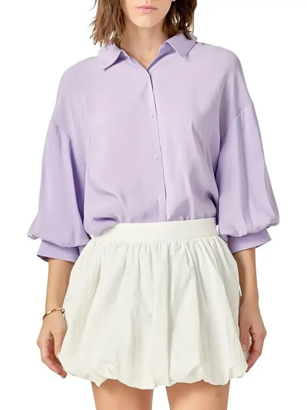 English Factory Balloon Sleeve Button-up Shirt - Lilac