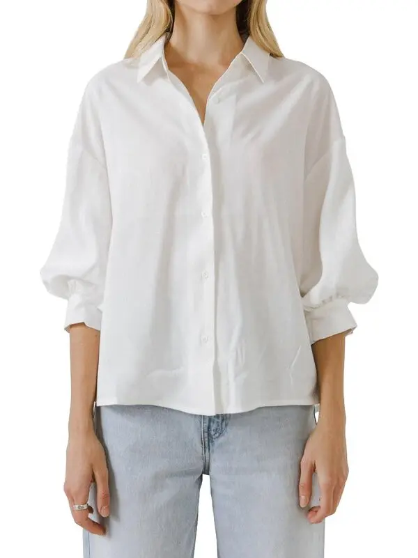 English Factory Balloon Sleeve Button-up Shirt - White
