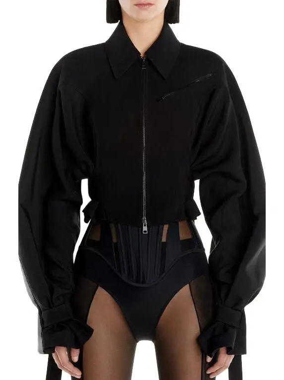 MUGLER Belted Twill Blouson Jacket - 1999 Black