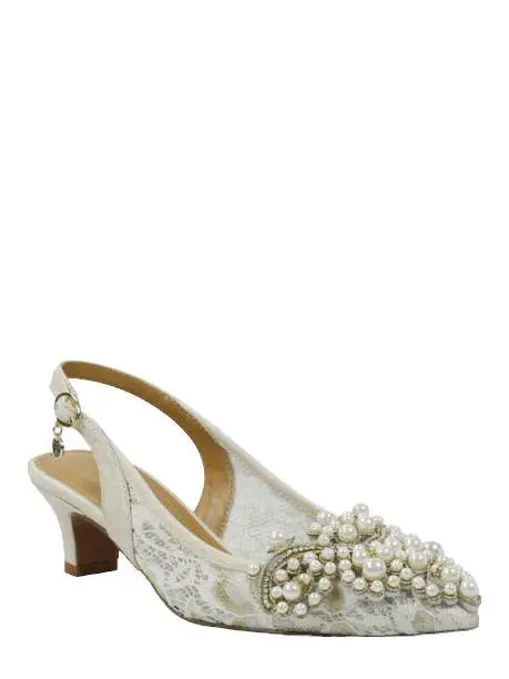 J. Reneé Strovanni Slingback Pump - Ivory/gold Floral Lace