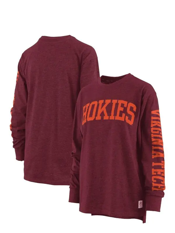 PRESSBOX Heathered Virginia Tech Hokies Long Sleeve T-shirt - Maroon