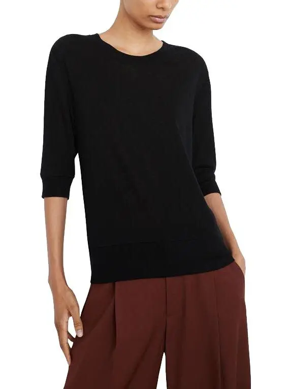 Vince Elbow Sleeve Wool & Cashmere Sweater - Black