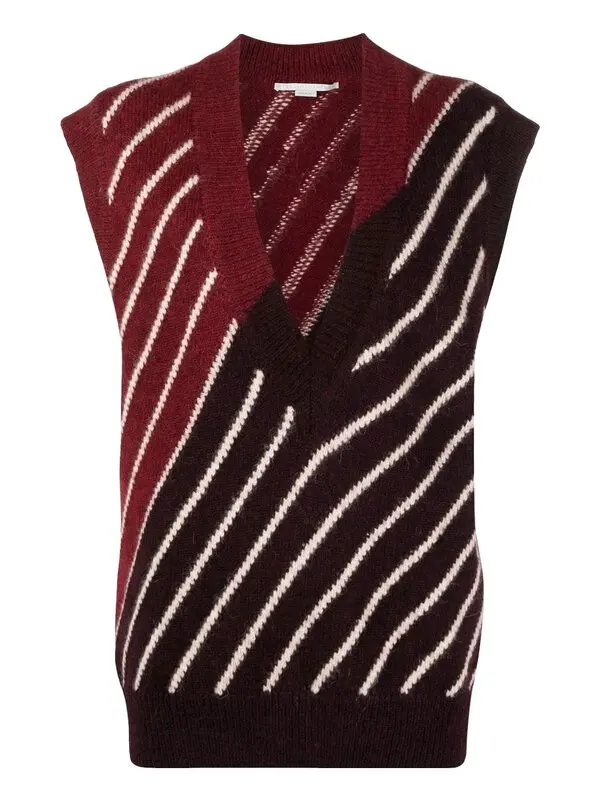 Stella McCartney Striped Alpaca Wool-blend Knitted Top - Brown