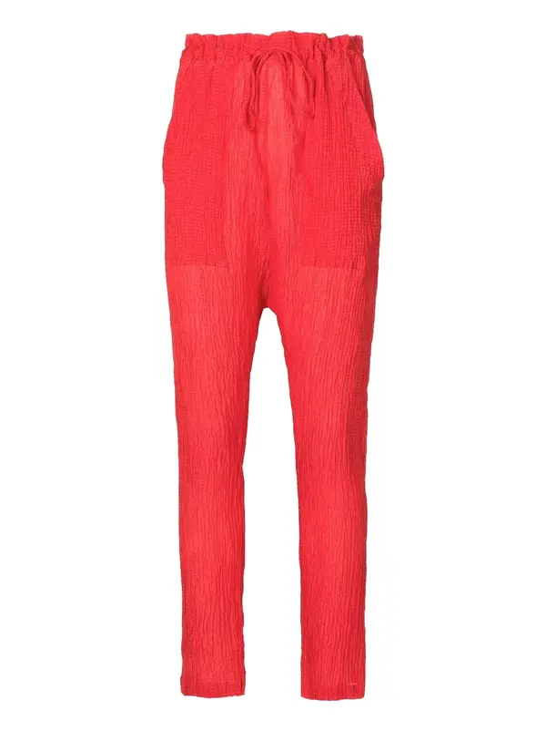 AMIR SLAMA Crinkle-effect Silk Trousers - Red