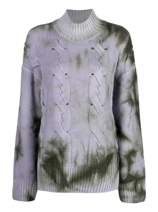 Off-White Tie-dye Cable-knit Jumper - Purple