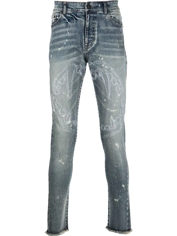HACULLA. Fang Lips-print Skinny Jeans - Blue