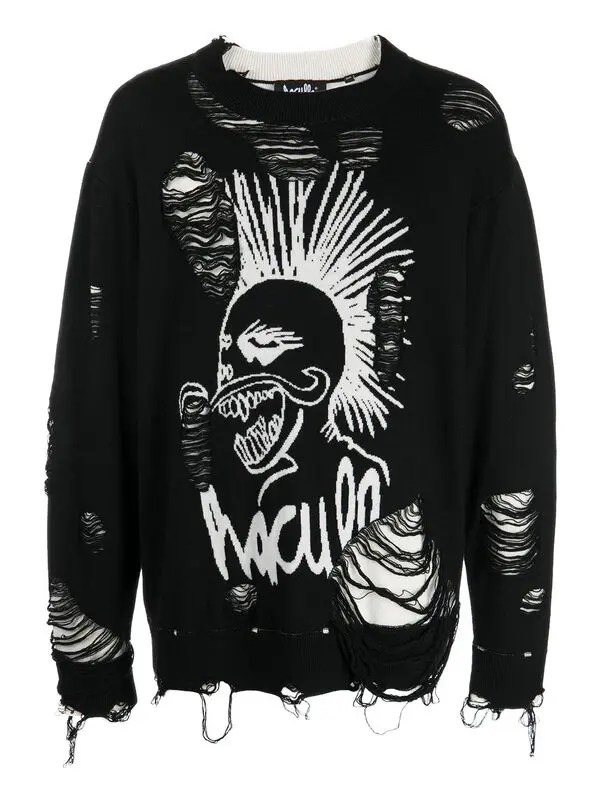HACULLA. Logo-knit Distressed Jumper - Black