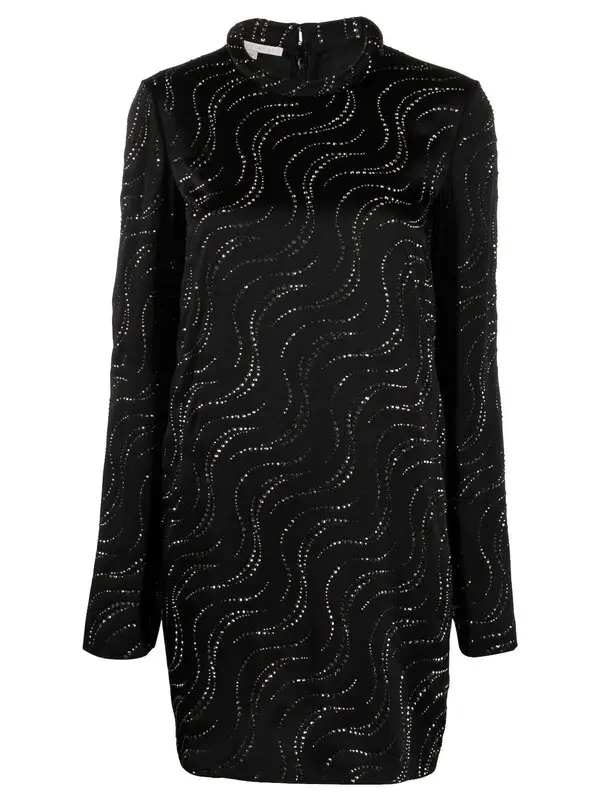 Stella McCartney Embellished Long Sleeve Shift Dress - Black