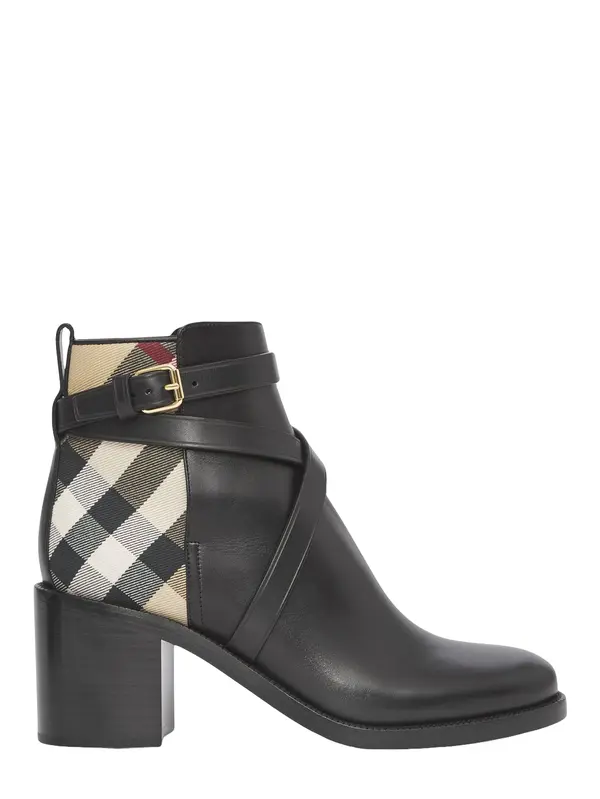 Burberry House Check Mid-heel Boots - Black