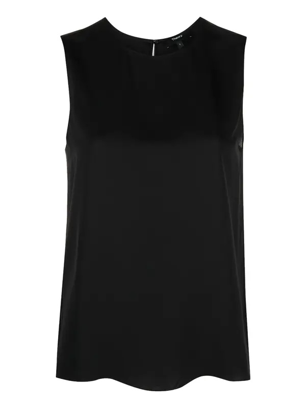 Theory Sleeveless Silk Top - Black