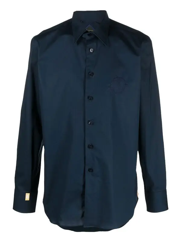 BILLIONAIRE Silver Cut Long-sleeve Shirt - Blue