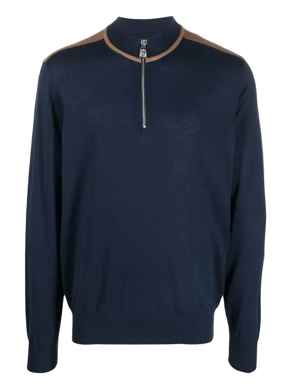 BILLIONAIRE Zip Collar Jumper - Blue
