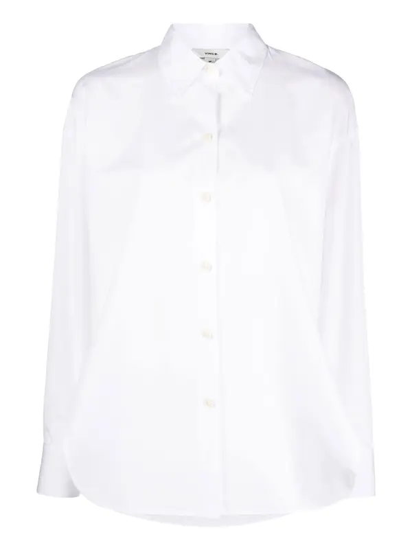 Vince Side-slit Cotton Shirt - White