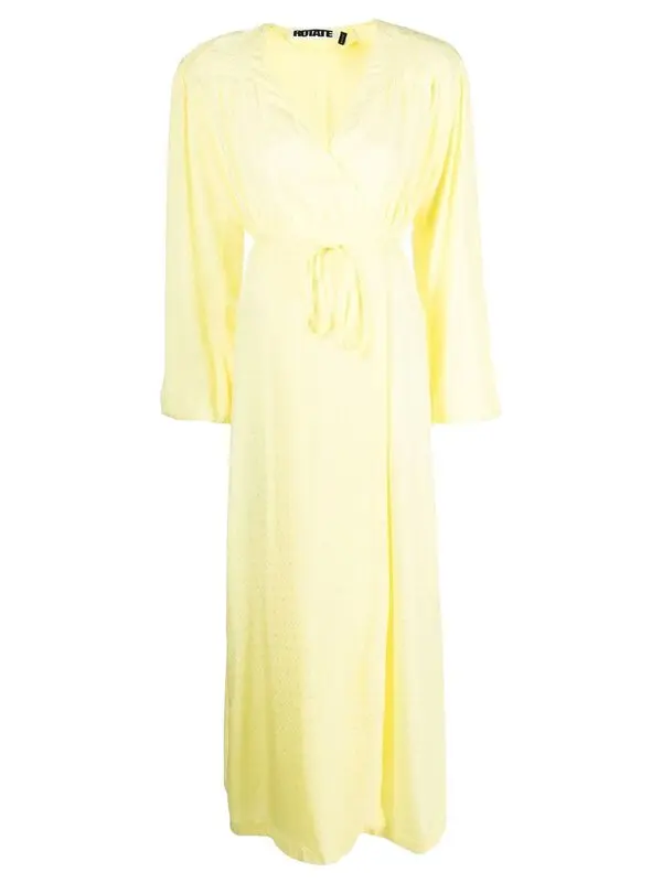 ROTATE BY BIRGER CHRISTENSEN V-neck Long Sleeve Maxi Dress - Yellow