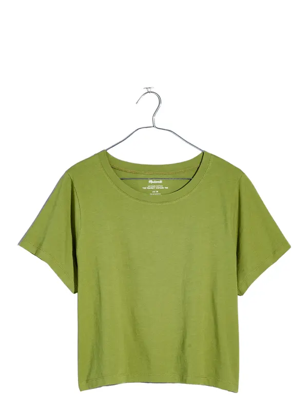 Madewell Softfade Cotton Boxy-crop Tee - Classic Olive