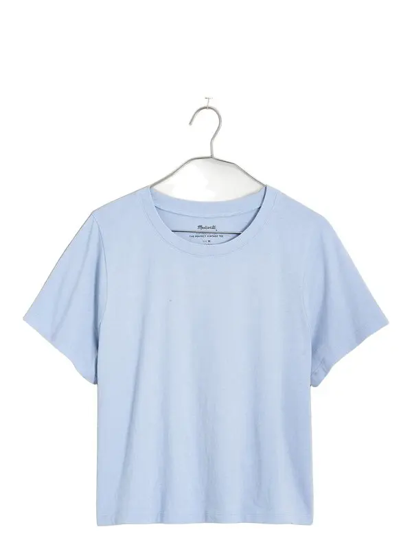 Madewell Softfade Cotton Boxy-crop Tee - Craft Blue