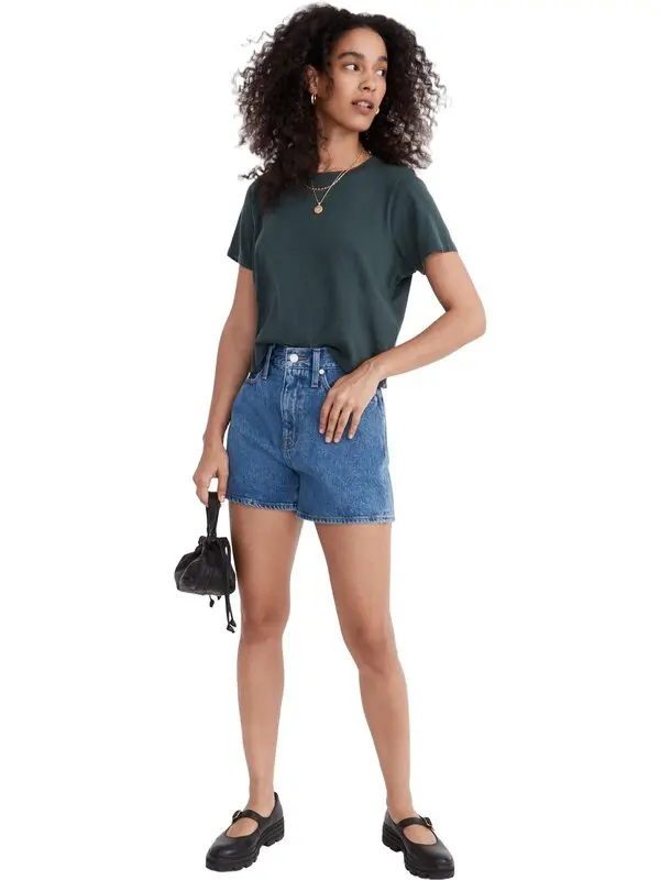 Madewell Softfade Cotton Boxy-crop Tee - Dark Palm