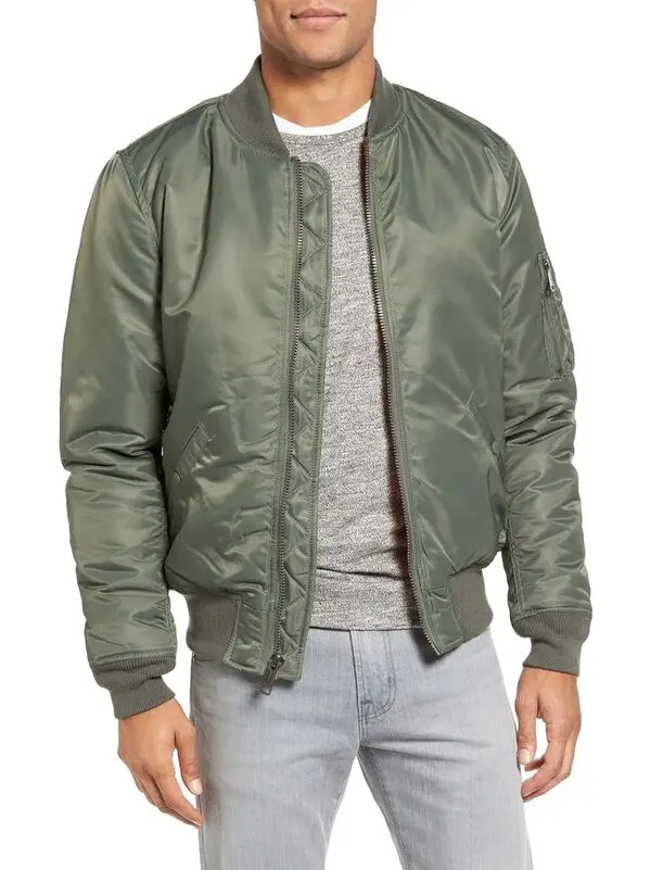 SCHOTT Water Resistant Ma-1 Flight Bomber Jacket - Sage