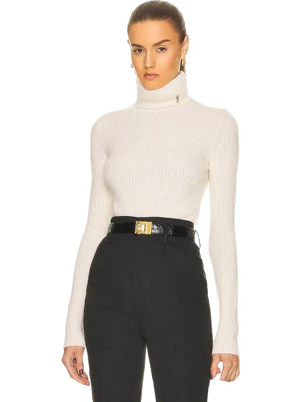 Saint Laurent Turtleneck Sweater - Naturel